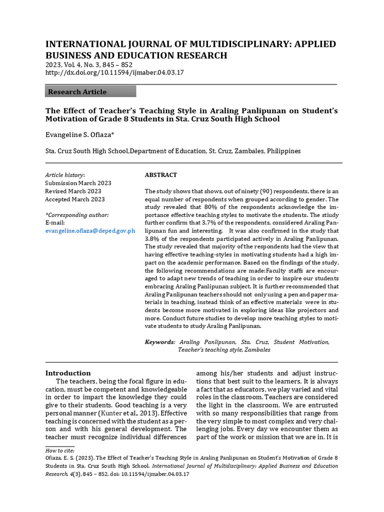 912-Article Text-2700-1-10-20230318 | PDF | Teachers | Homework