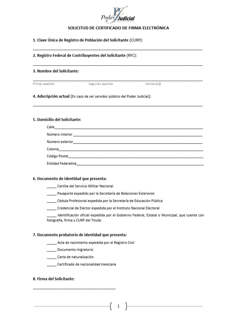 Solicitud de Certificado de e.Firma 2022 | PDF | Documento de identidad ...