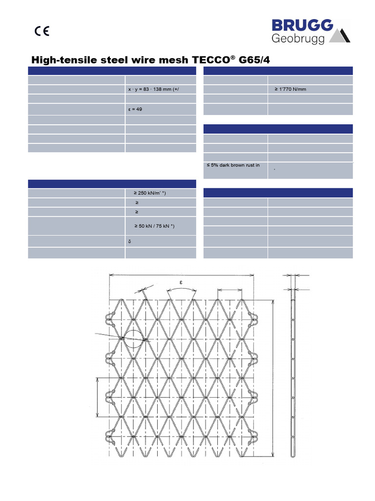 TECCO® G65/4 Steel Wire Mesh Specs | PDF | Ultimate Tensile Strength ...