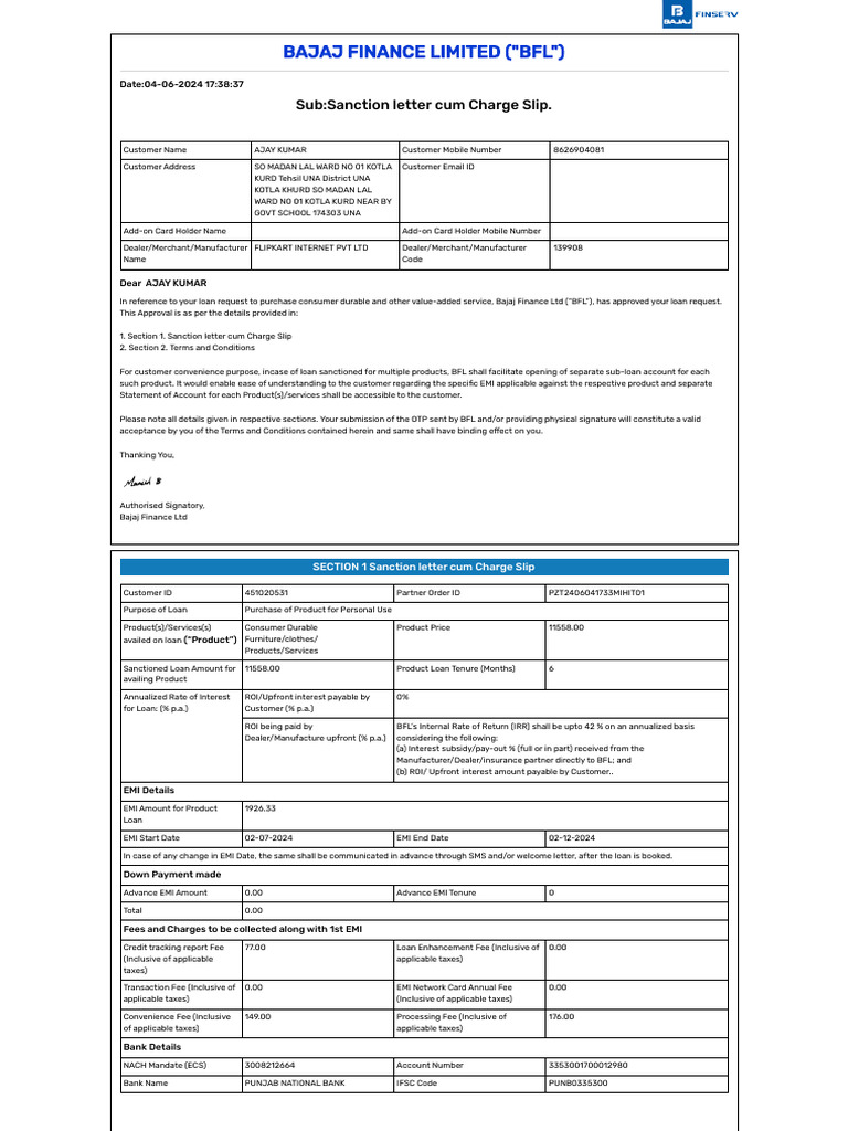 Charge Slip - 1723043986645 | PDF | Loans | Fee