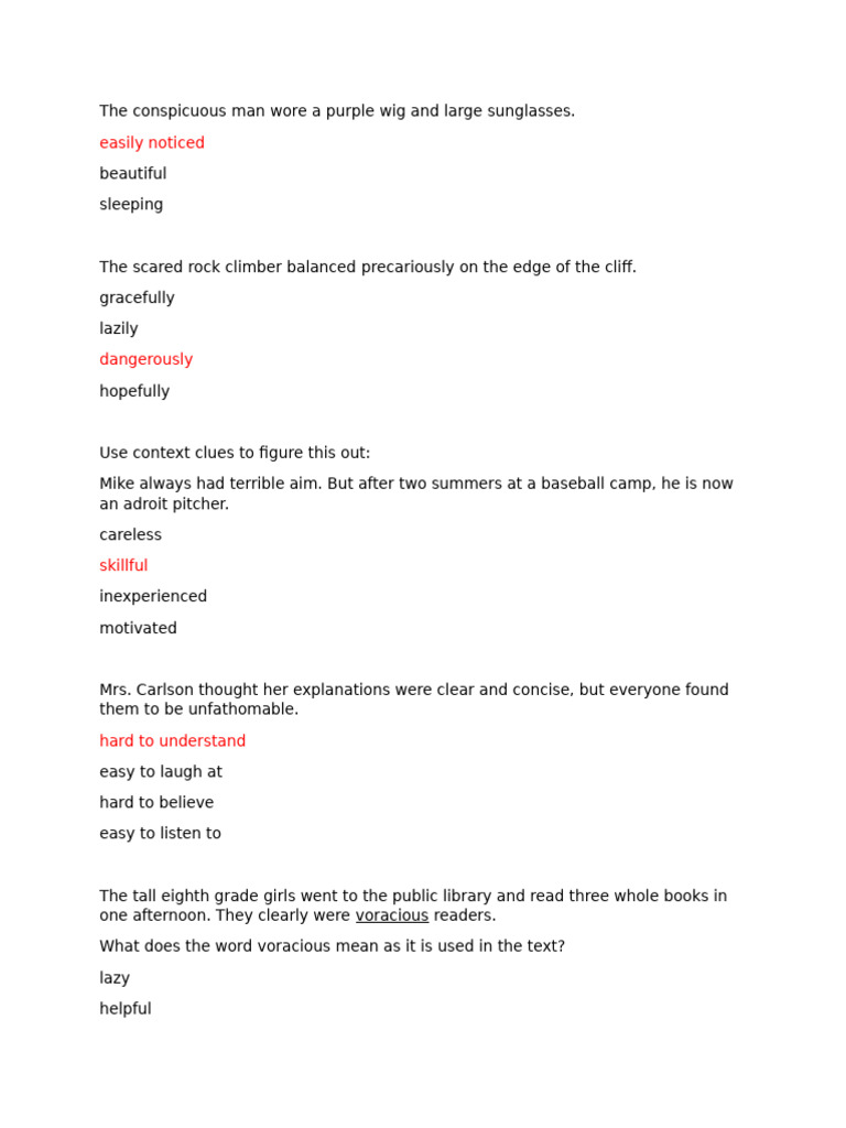 Context Clues Quiz | PDF | Beekeeper | Beekeeping