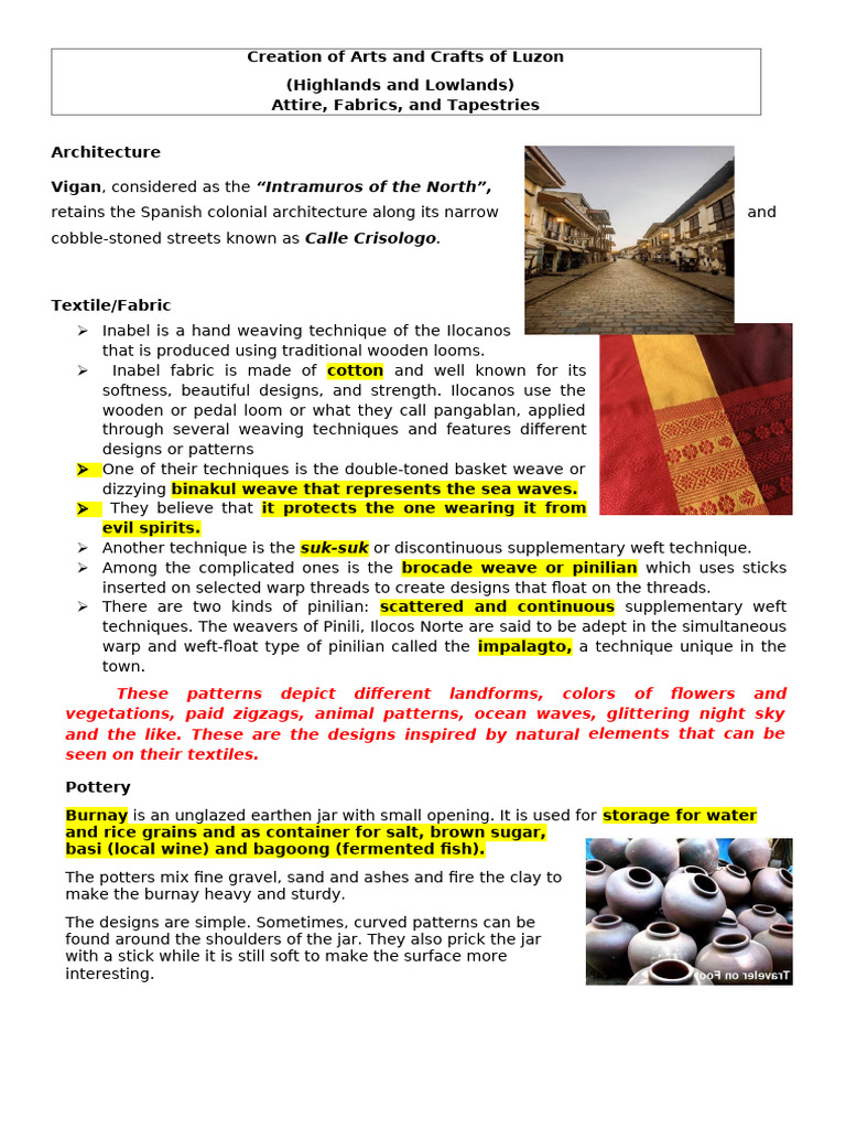Creation of Arts and Crafts of Luzon | PDF | Weaving | Textiles
