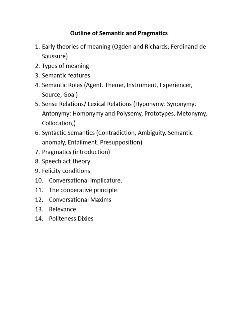 Semantic and pragmatics | PDF | Semantics | Language Mechanics