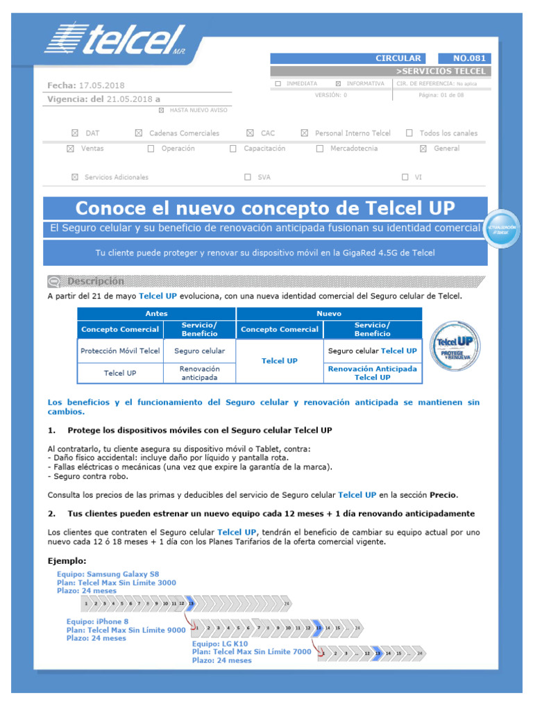 C - 081 - 2018 - Serviciostelcel - Telcel Up | PDF | Teléfonos móviles | Seguro