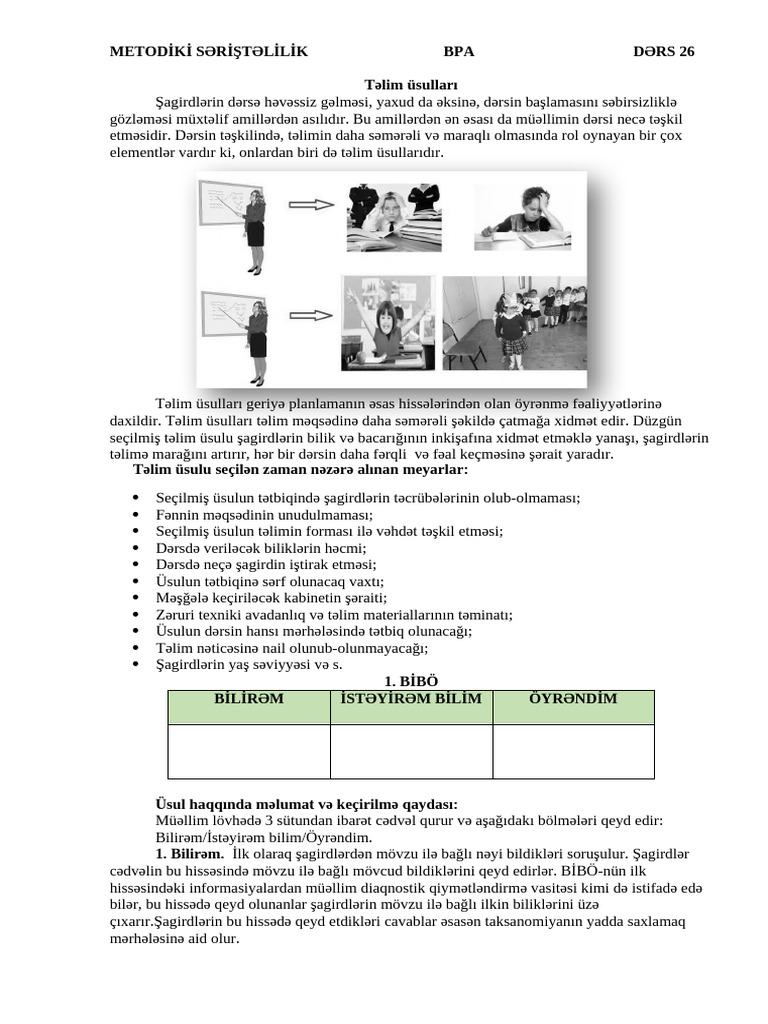 Təlim Üsulları | PDF