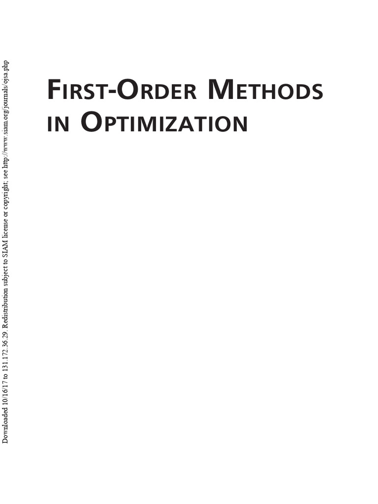 First Order Methods In Optimization Beck 2017 Siam Pdf Mathematics Applied Mathematics