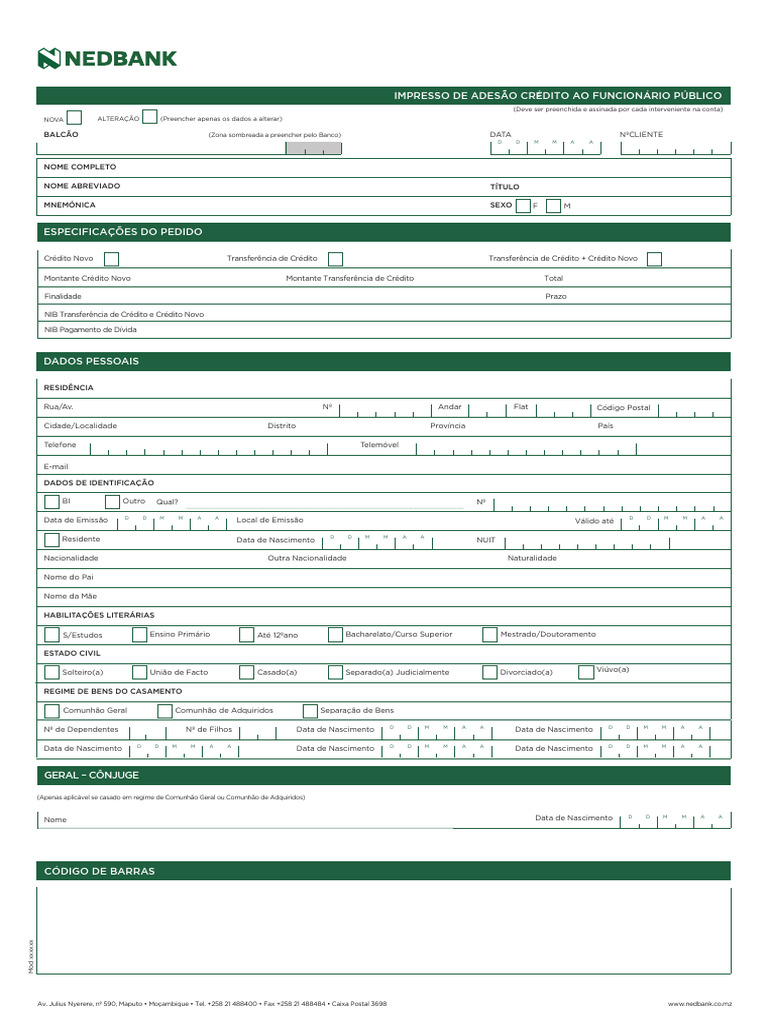 Formulario Nedbank - Agosto 2024 | PDF | Crédito | Finanças e ...