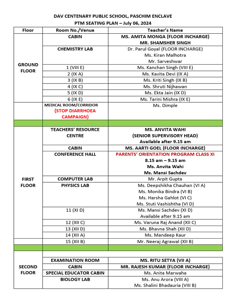PTM Seating Plan 6.7.24 | PDF