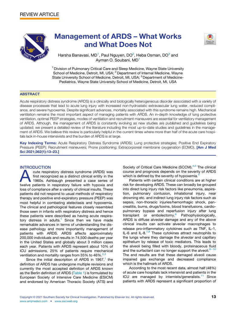 Management of ARDS - What Works | PDF | Pulmonology | Respiration