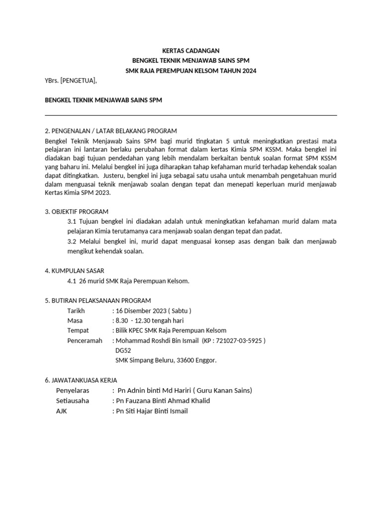 Kertas Bengkel Teknik Menjawab SPM | PDF