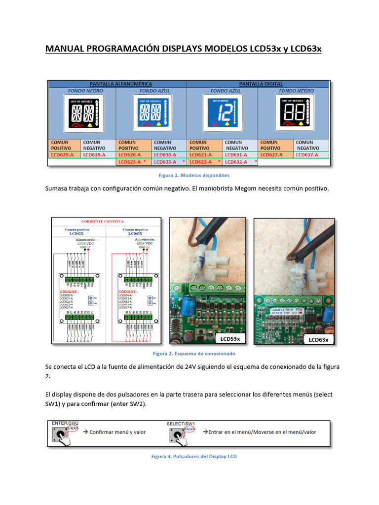 MANUAL PROGRAMACIÓN DISPLAYS MODELOS LCD53x y LCD63x CASTELLANO | PDF ...