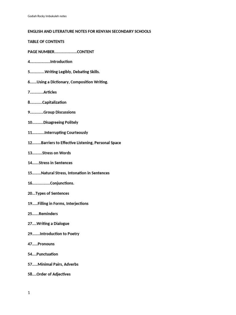 2023english and Literature Notes For Kenyan | PDF | Clause | Sentence ...