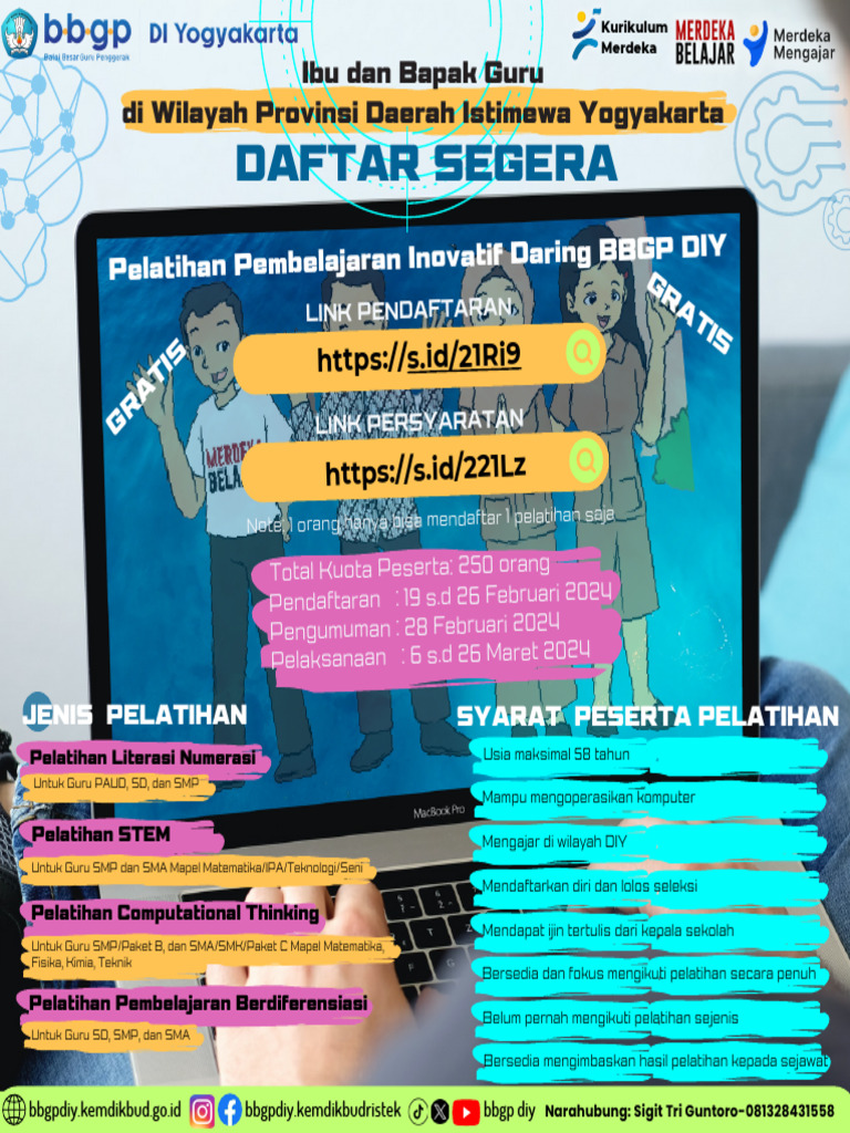 Pelatihan Pembelajaran Inovatif Daring 2024-BBGP DIY | PDF