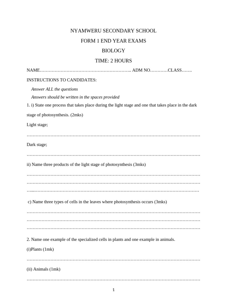 Bio F 1 | PDF | Biology