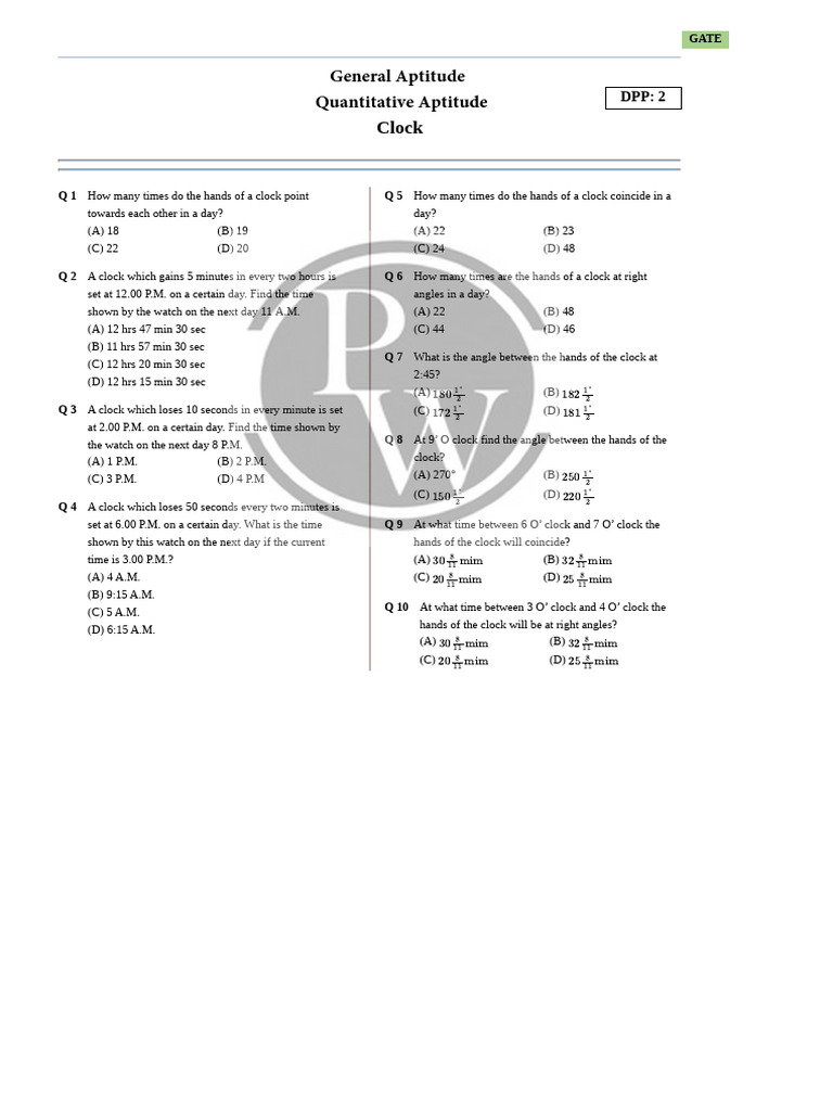 Quantitative Aptitude _ DPP 02 | PDF
