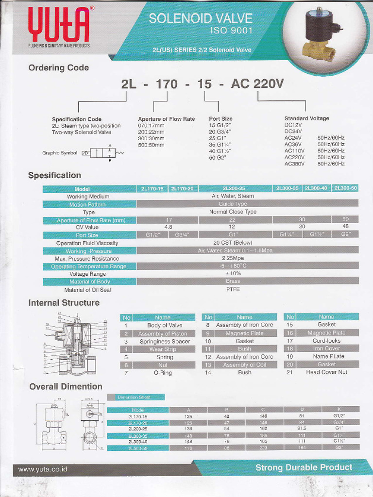Solenoid Valve Yuta | PDF | Valve | Hydraulics