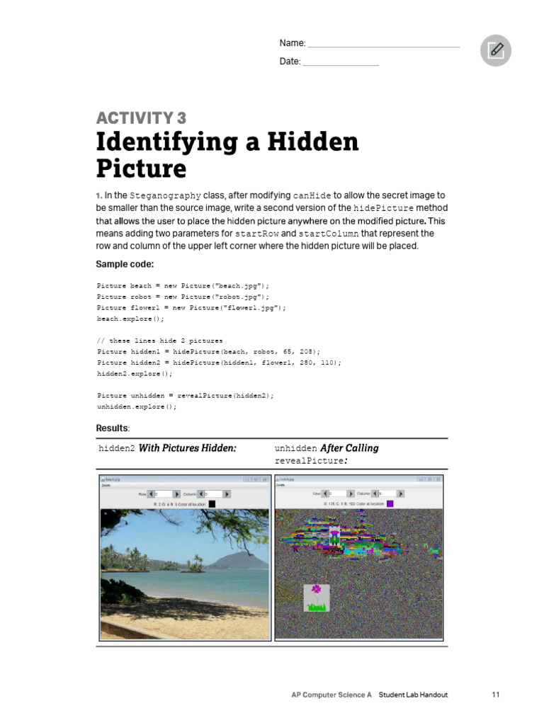 APCSA Steganography Lab A3 | PDF | Computing | Software Engineering
