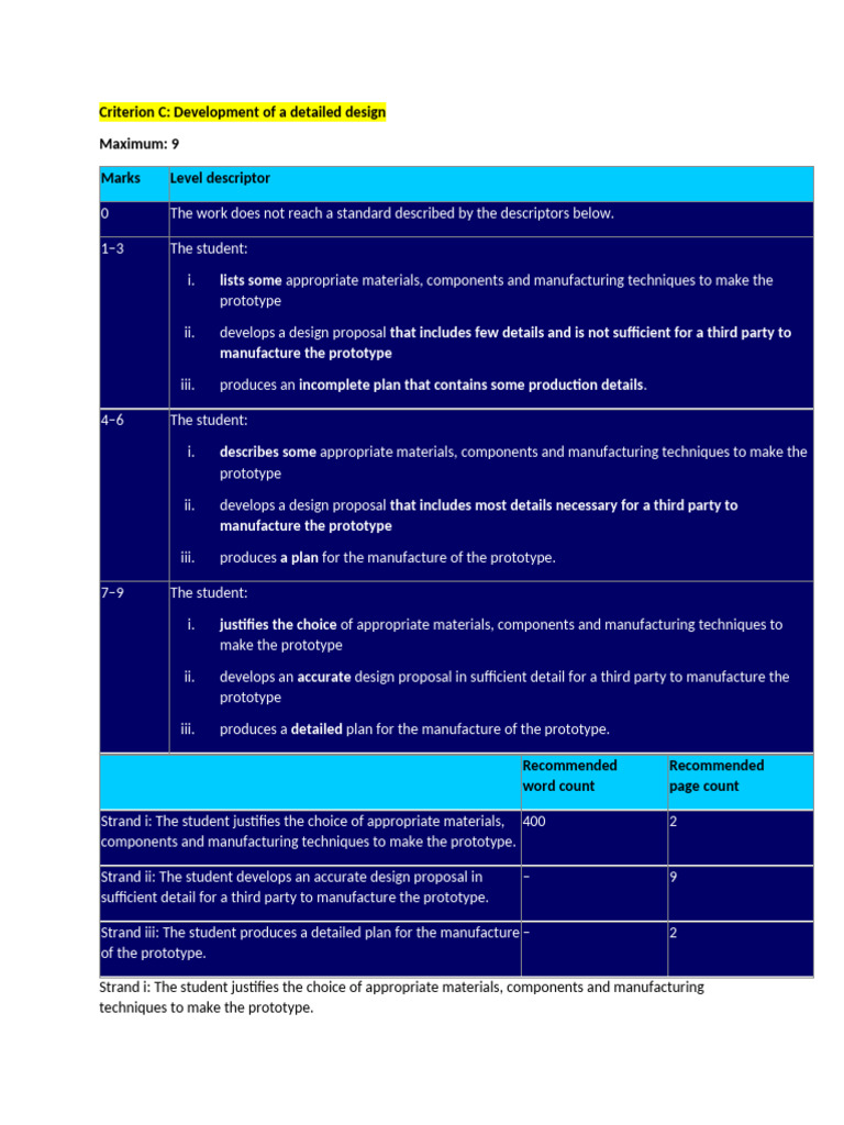 Criterion C - Development of A Detailed Design TSM | PDF | Technical ...