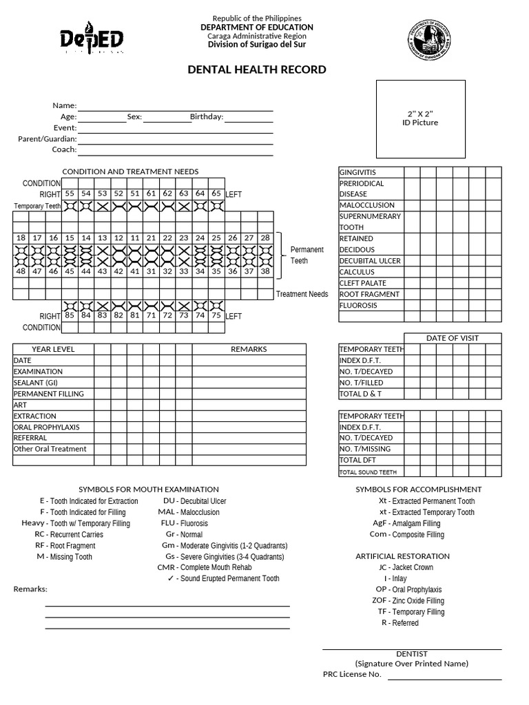 Dental Form | PDF | Human Tooth | Medical Specialties