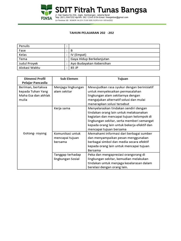 Modul Proyek P5 Kelas4 Gaya Hidup Berkelanjutan | PDF | Karier ...