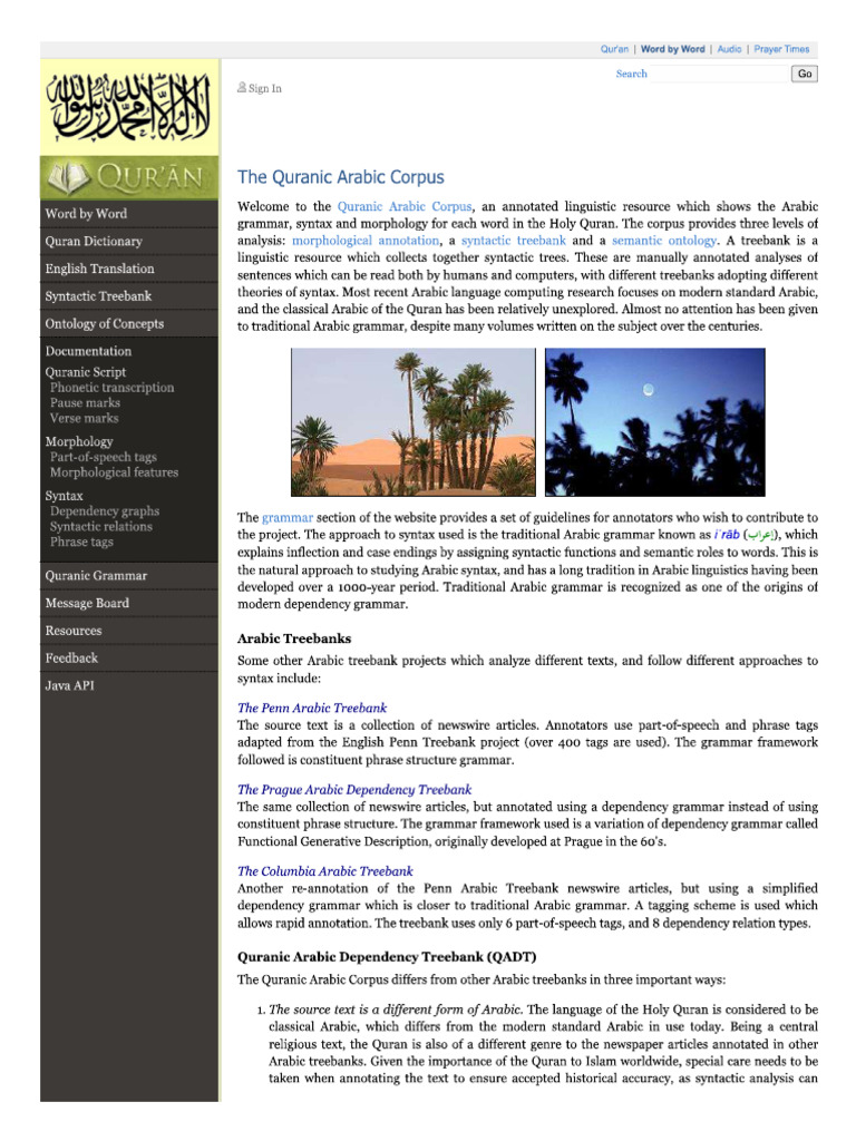 Quranic Corpus Documentation | PDF