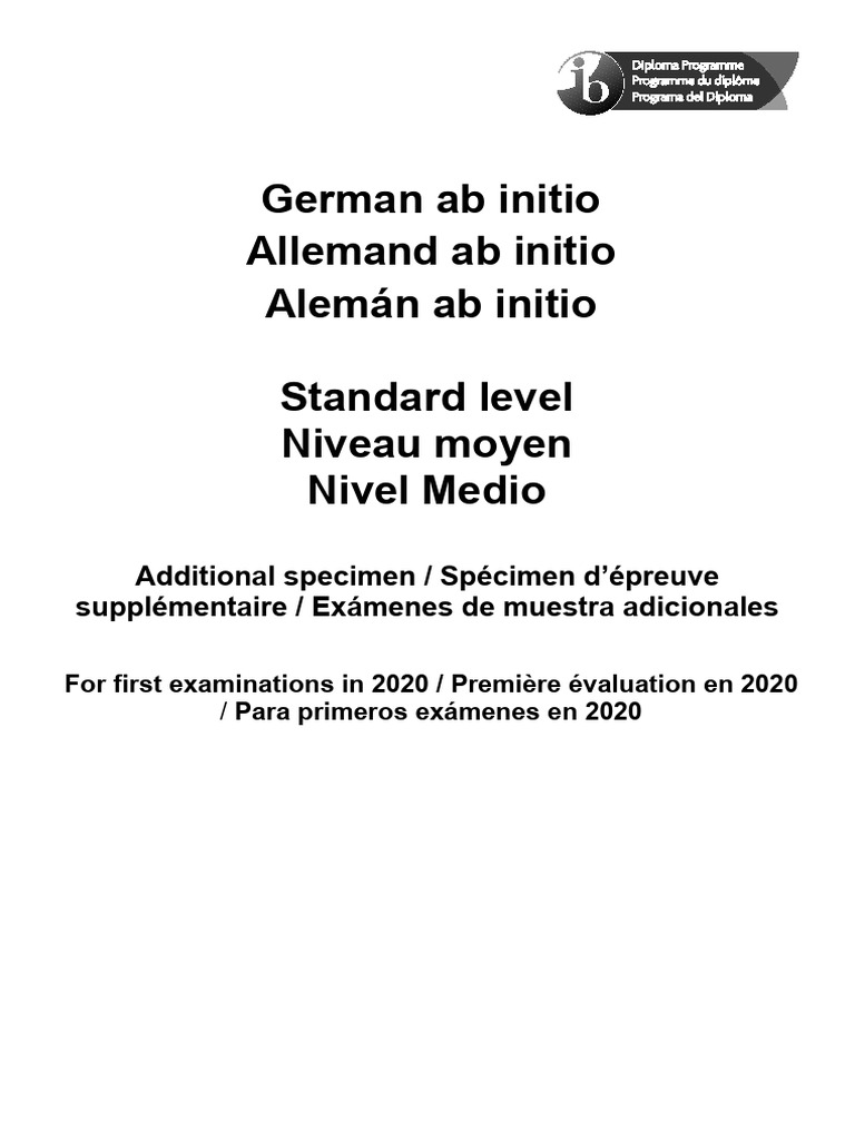 Kopie Von Ab Initio Specimen Papers 2020 | PDF