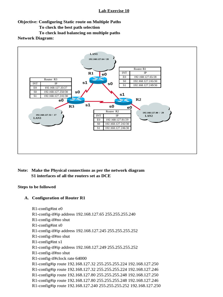 Lab Exercise 10 | PDF | Router (Computing) | Internet Protocols