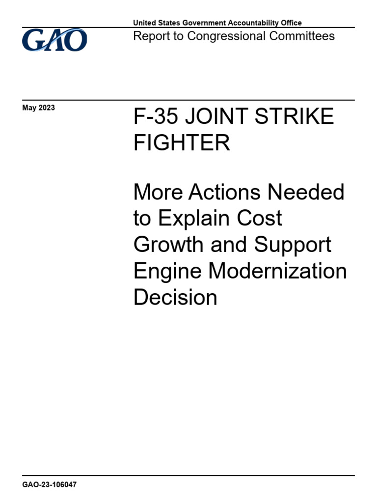 Gao 23 106047 | PDF | Lockheed Martin F 35 Lightning Ii | Government Accountability Office