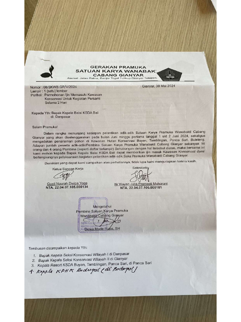 Surat Izin Simaksi Untuk Kepala KPHK | PDF