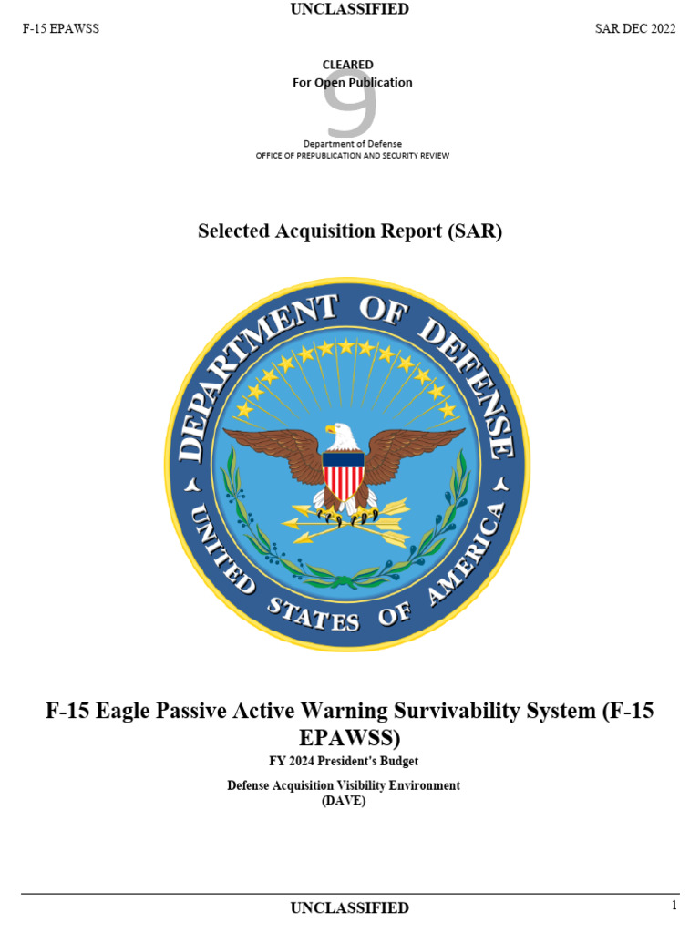 F-15 Epawss - Sar - Dec - 2022 | PDF | Mc Donnell Douglas F 15 Eagle ...