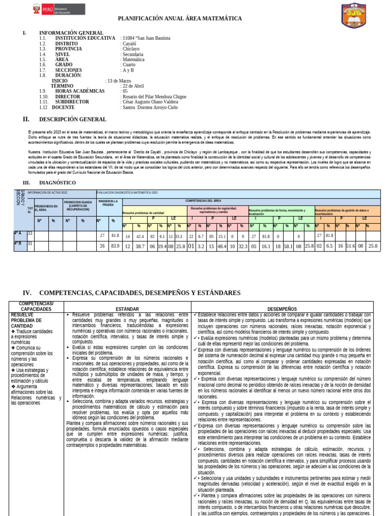 Programacion Anual Cuarto 2023 | PDF | Números | Número racional