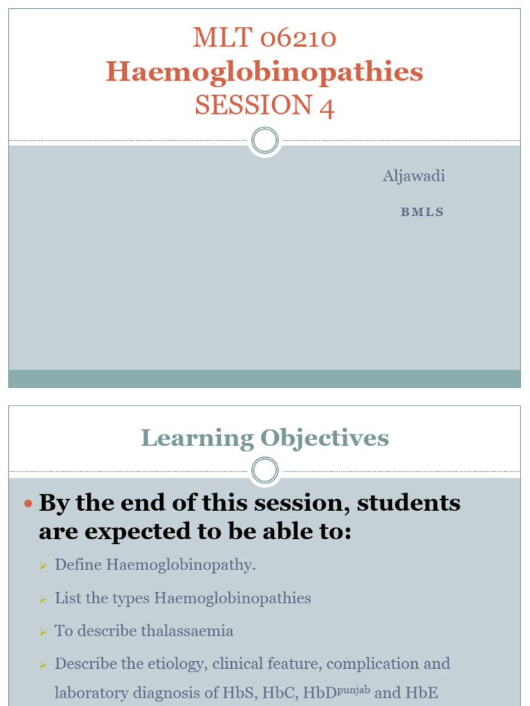 Session 04 Haemoglobinopathies | PDF | Hemoglobin | Anemia