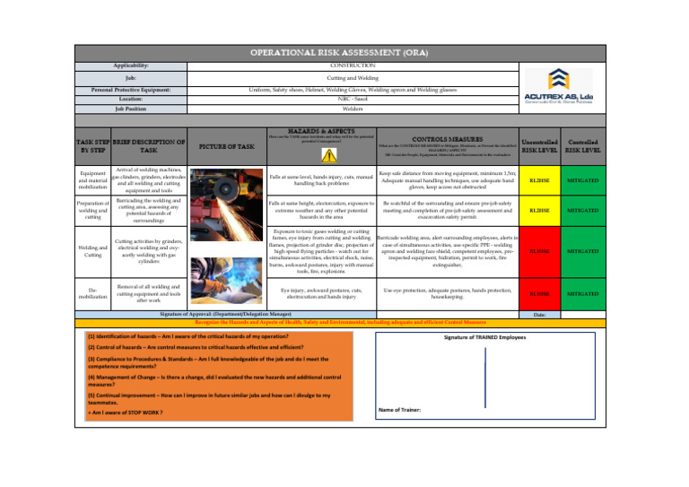 Welding and Cutting Safety Assessment | PDF | Welding | Construction