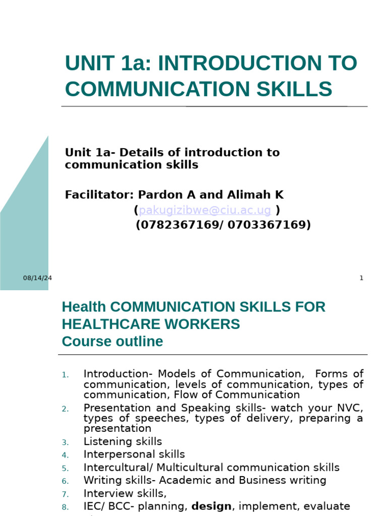 1a Introduction To Communication Skills | PDF | Communication | Nonverbal Communication