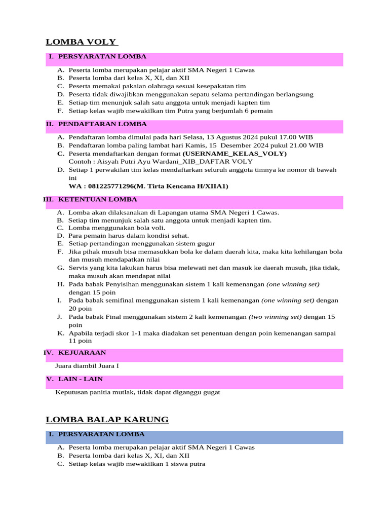 JUKNIS LOMBA 17an A | PDF