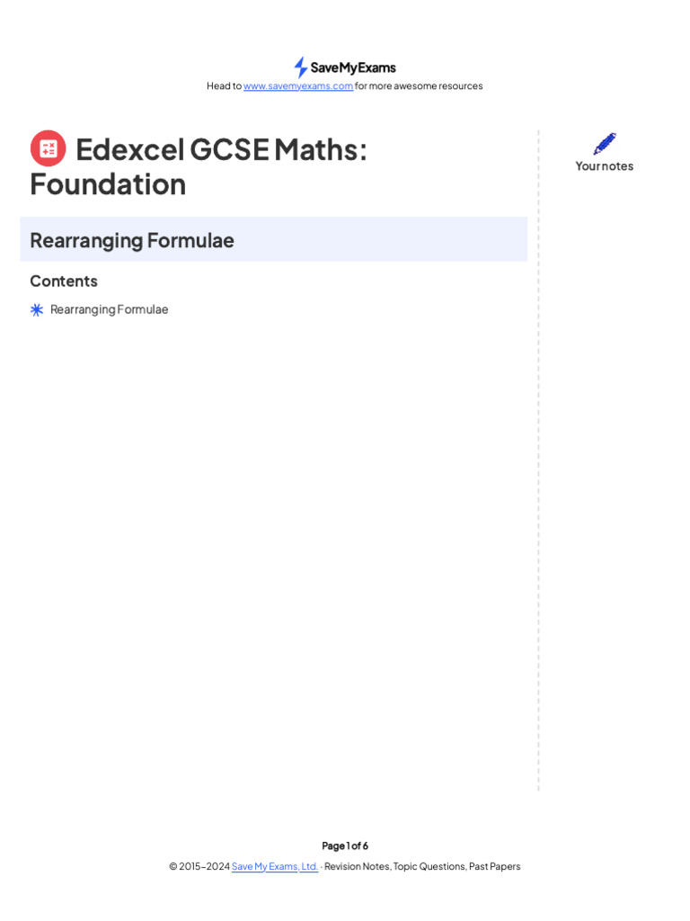 Rearranging Formulae | PDF | Mathematics | Mathematical Objects