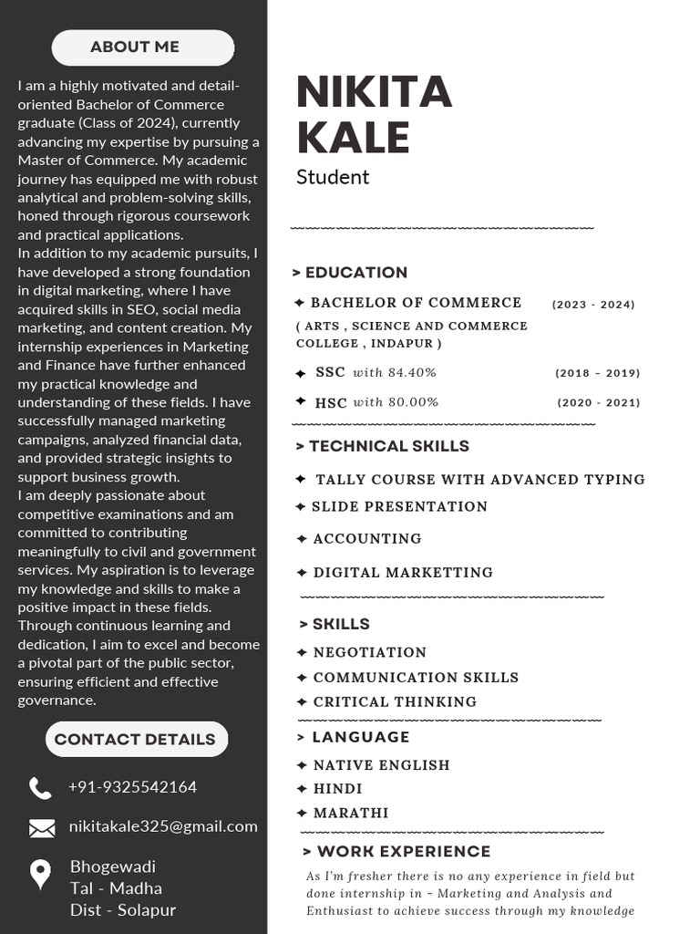 Resume (Nikita) | PDF | Knowledge | Cognition