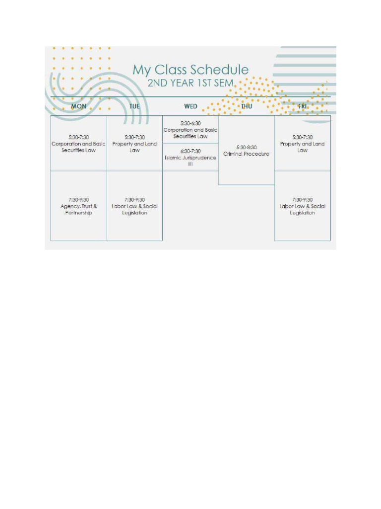 Class Schedule For Sophomores | PDF