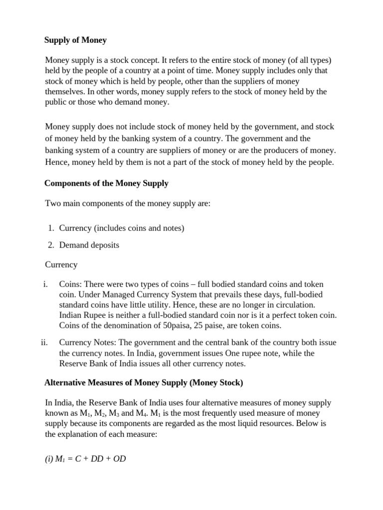 Money Supply | PDF | Money Supply | Money