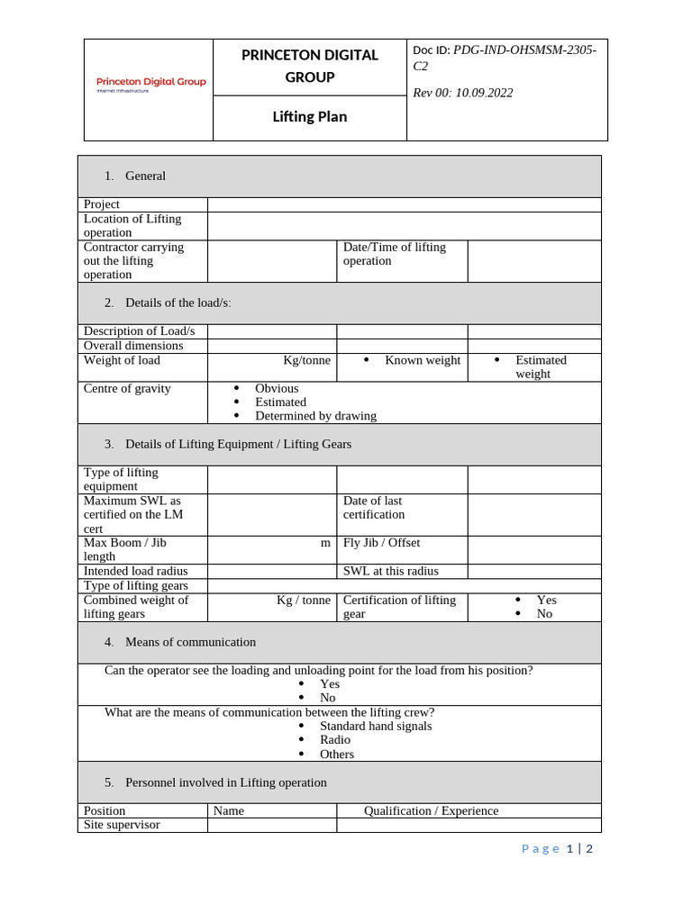 Lifting Operation Safety Plan | PDF | Crane (Machine)