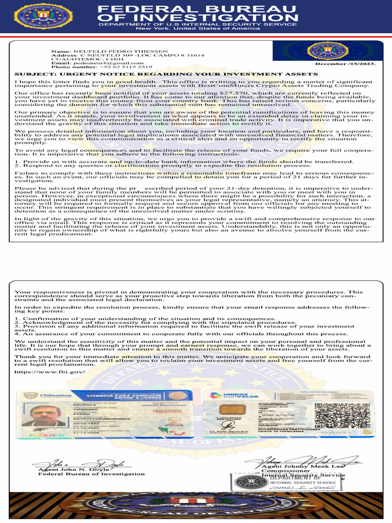 FBI Asset Release Cooperation Guide | PDF