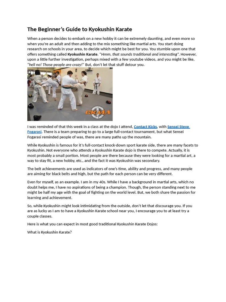 The Beginner Guide To Kyokushinkai Karate | PDF | Karate | Kata