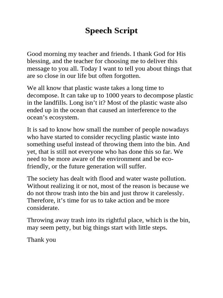 Speech Script 2023 | PDF