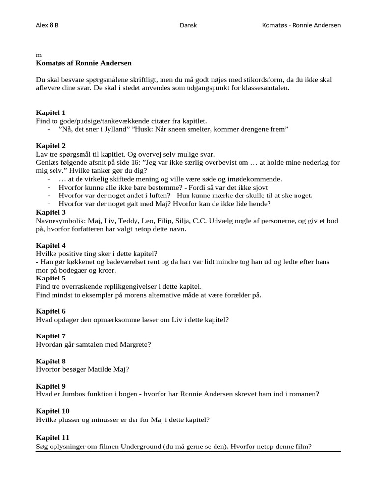 Komatøs Af Ronnie Andersen | PDF