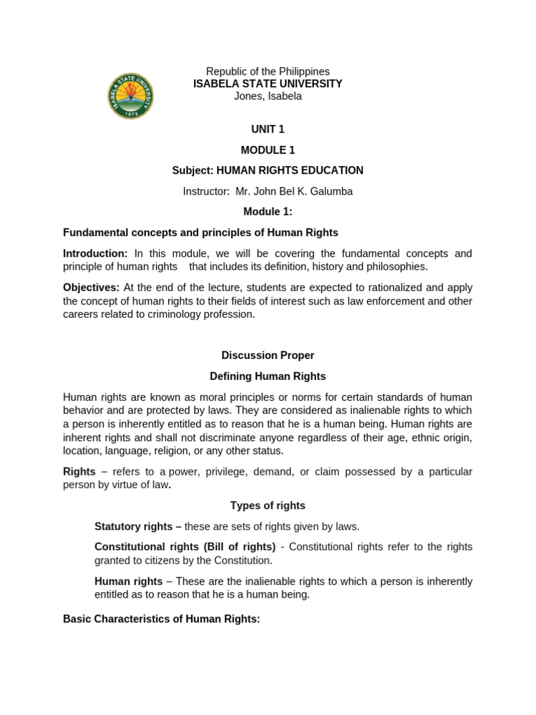 Module On Human Rights Education Pdf Rights Public Law