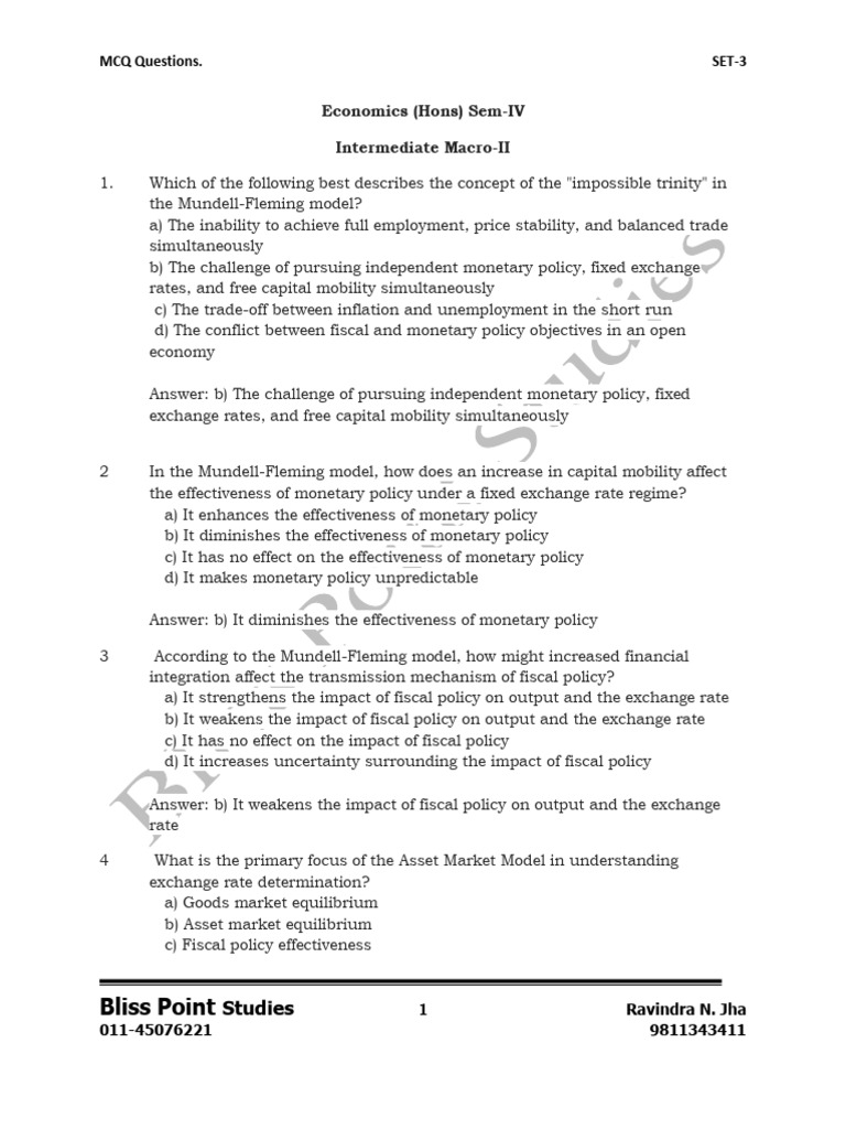 MCQ SET-3 | PDF | Option (Finance) | Exchange Rate