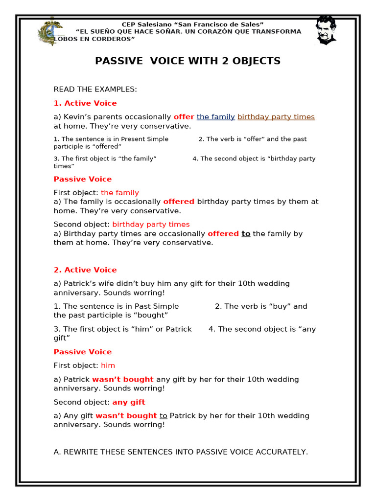 Passive Voice 2 Objects - 5to Sec | PDF | Verb | Language Mechanics