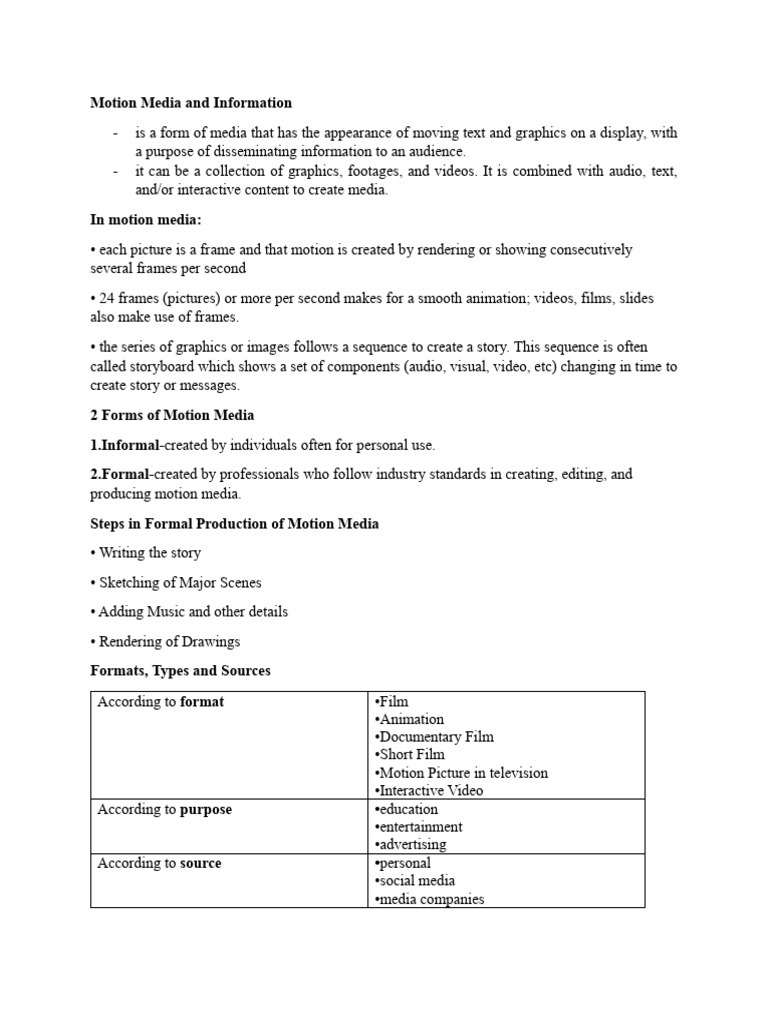 Motion Media and Information | PDF | Image | Graphics