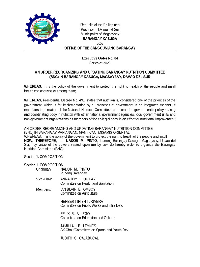 Bnc Executive Order | PDF