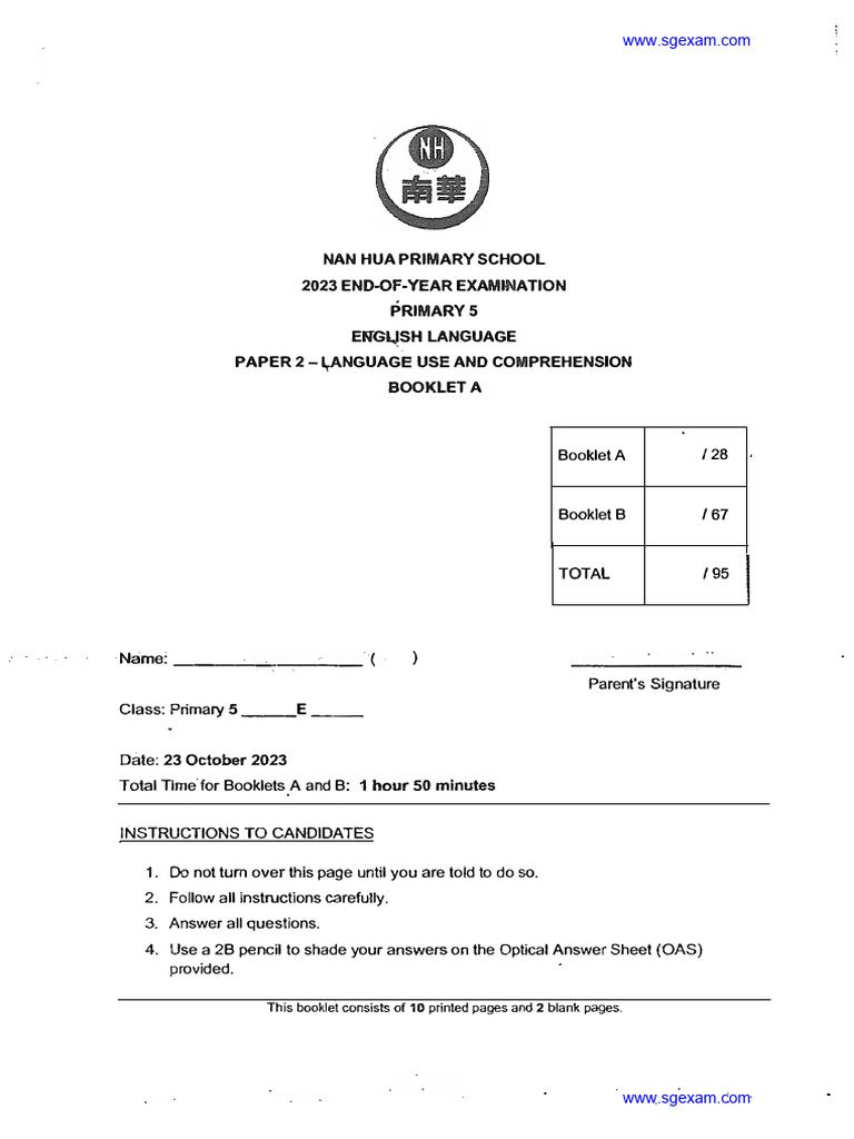 Primary 5 English Exam 2023 | PDF